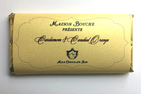 Cardamom with Candied Orange Chocolate Bar - Maison Bouche